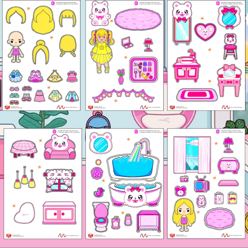 Printables Busy Book Pink Toca Paper Dollhouse , Toca Boca Paper Doll ...