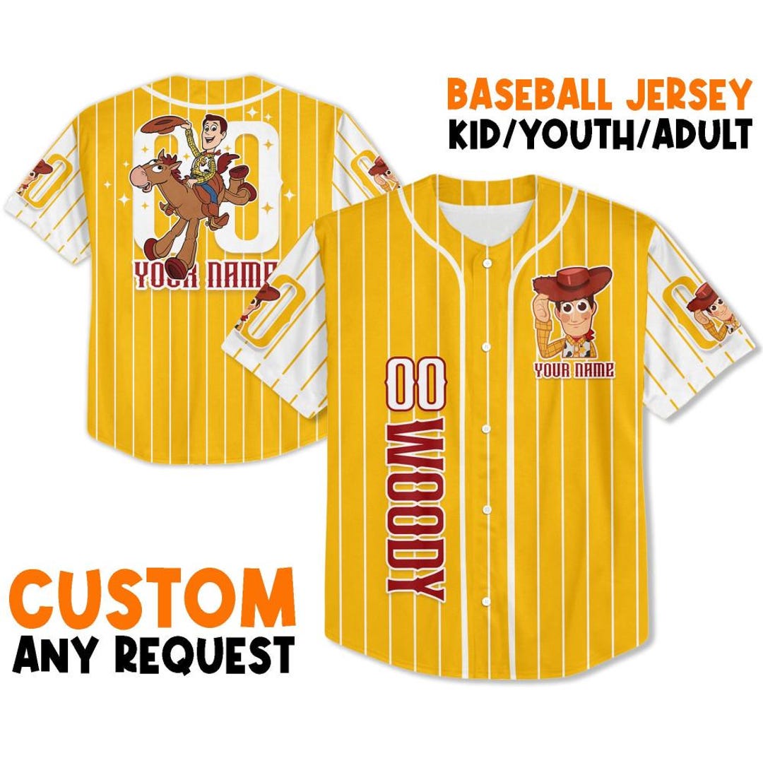 Personalize Woody Toy Story Yellow Jersey, Custom Kid Youth Adult ...