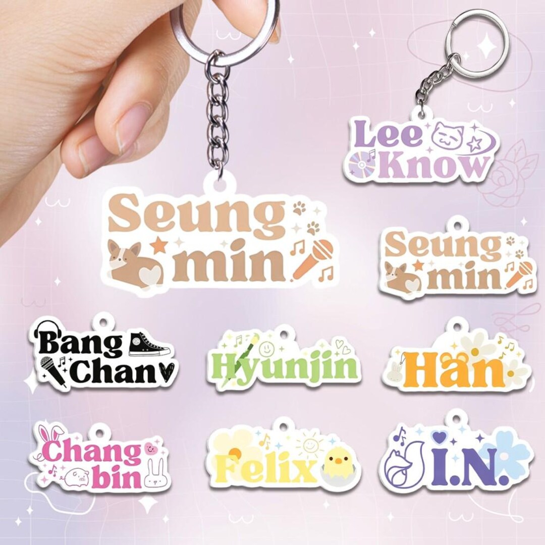 Skz Name Kpop Acrylic Keychain, Aesthetic Idol Keyring, K-pop ...