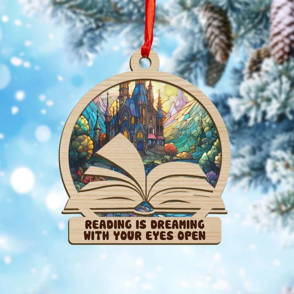 Personalized Reading Book Suncatcher Ornament, Book Suncatcher Ornament ...