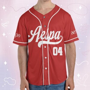 Custom Aespa Red Kpop Baseball Jersey, Cheap Moment Like Winter, Kpop ...