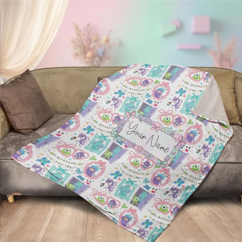 Adorable Monsters Inc Coquette Custom Blanket, Personalized Name Mike ...