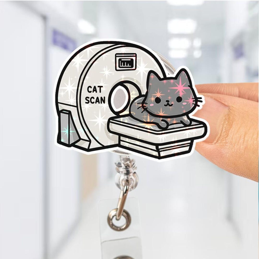 Cute Cat Scan Hologram Badge Reel, Cute Goose Nurse, Gift for ...