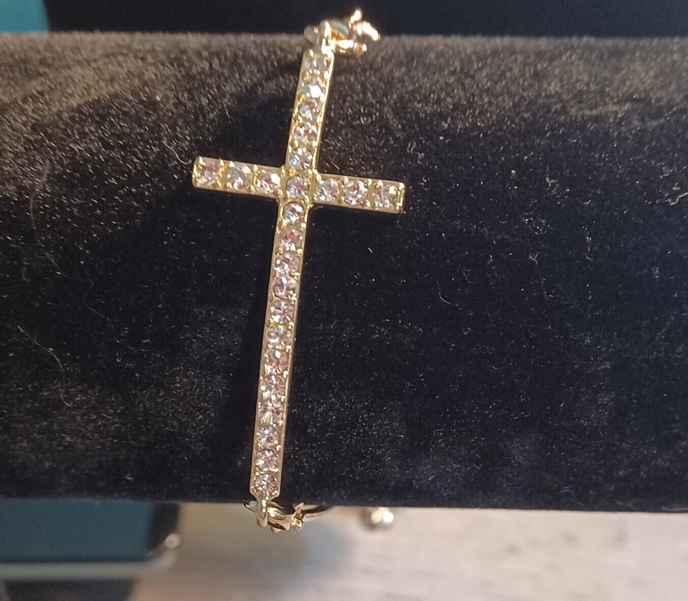 Gold Color Cross With Rhinestones Slider Chain Bracelet - Etsy