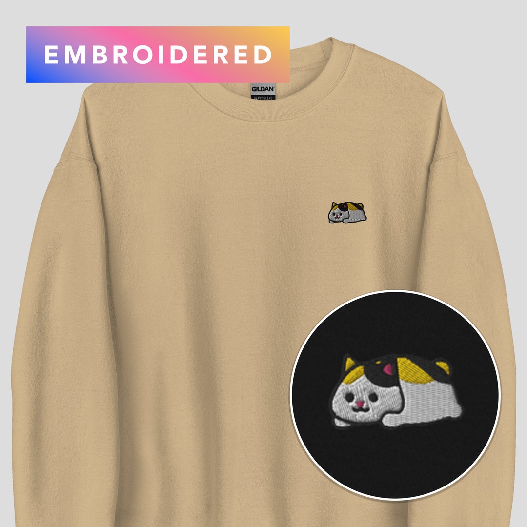 Relaxed Fat Cat Crewneck Sweatshirt FFXIV Embroidered Unisex Crew Neck ...