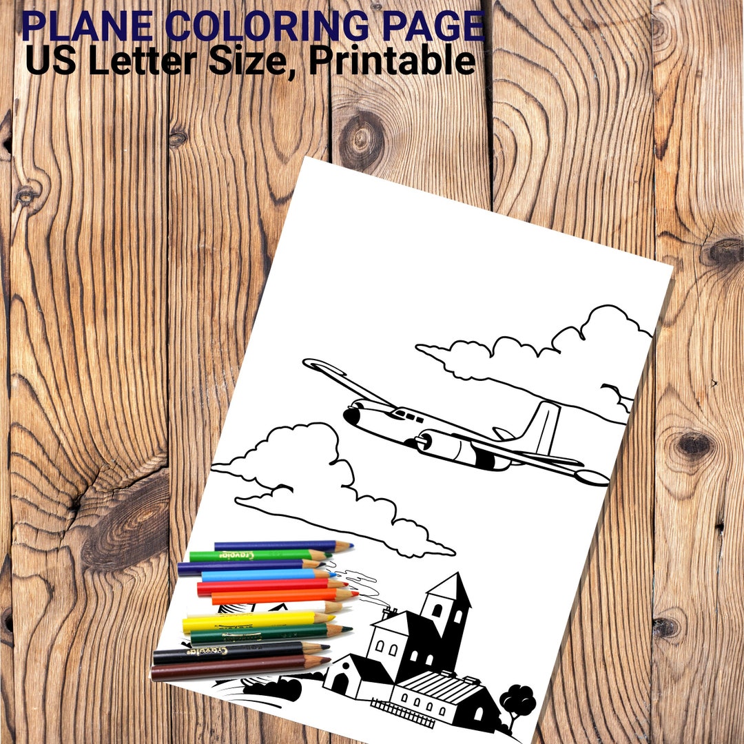 Children's Coloring Page Plane - Etsy