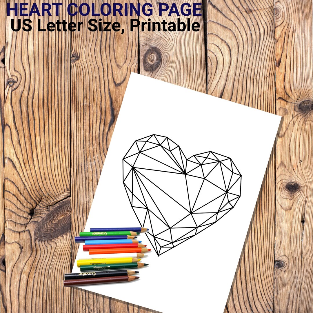 Heart Coloring Page - Etsy
