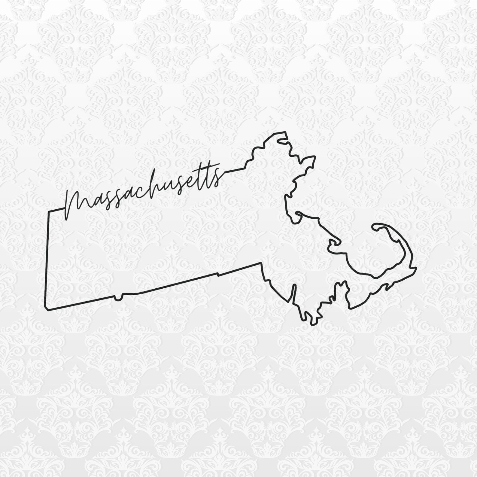 Massachusetts State Outline Digital Files | PNG, SVG, JPEG | Cricut ...