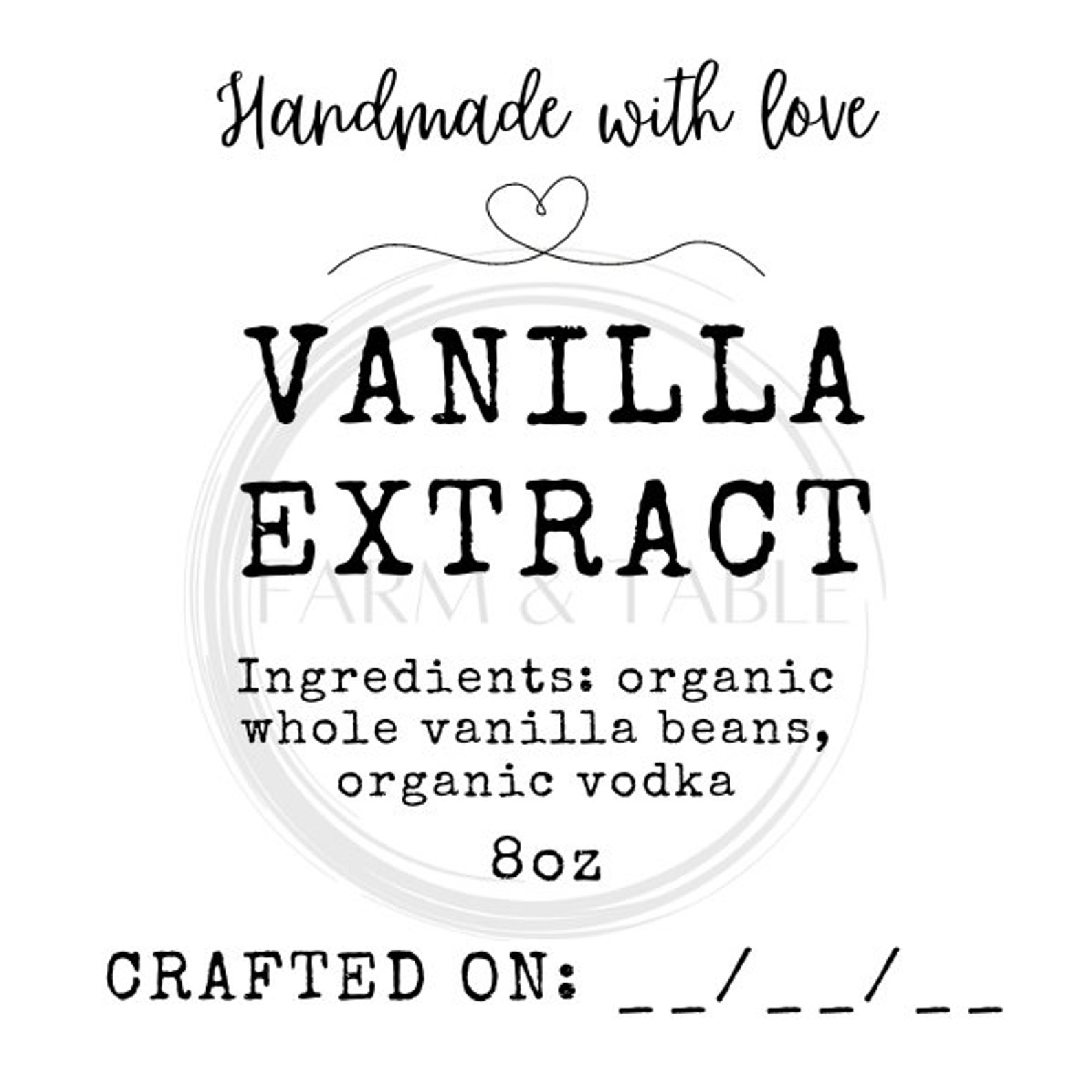 Organic DIY Vanilla Extract Label - SVG & PNG Digital Download - Etsy
