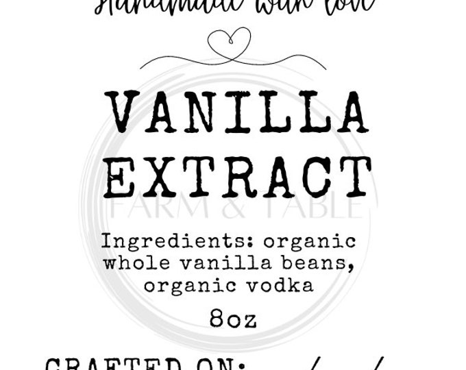 Organic DIY Vanilla Extract Label SVG & PNG Digital Download - Etsy