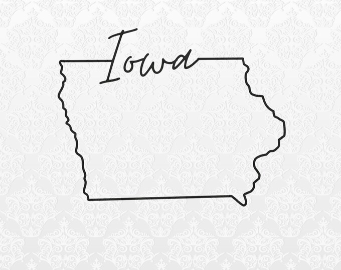 Iowa State Outline Digital Files PNG, SVG, JPEG Cricut & Silhouette ...
