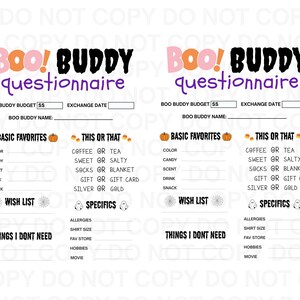 Boo Buddy Questionnaire | Halloween Secret Santa Game | Digital ...