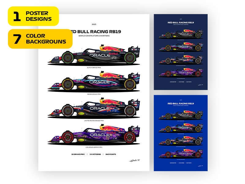 F1 Red Bull RB19, 4 Special Livery, Max Verstappen Car, World Champion 2023 - Vector ...