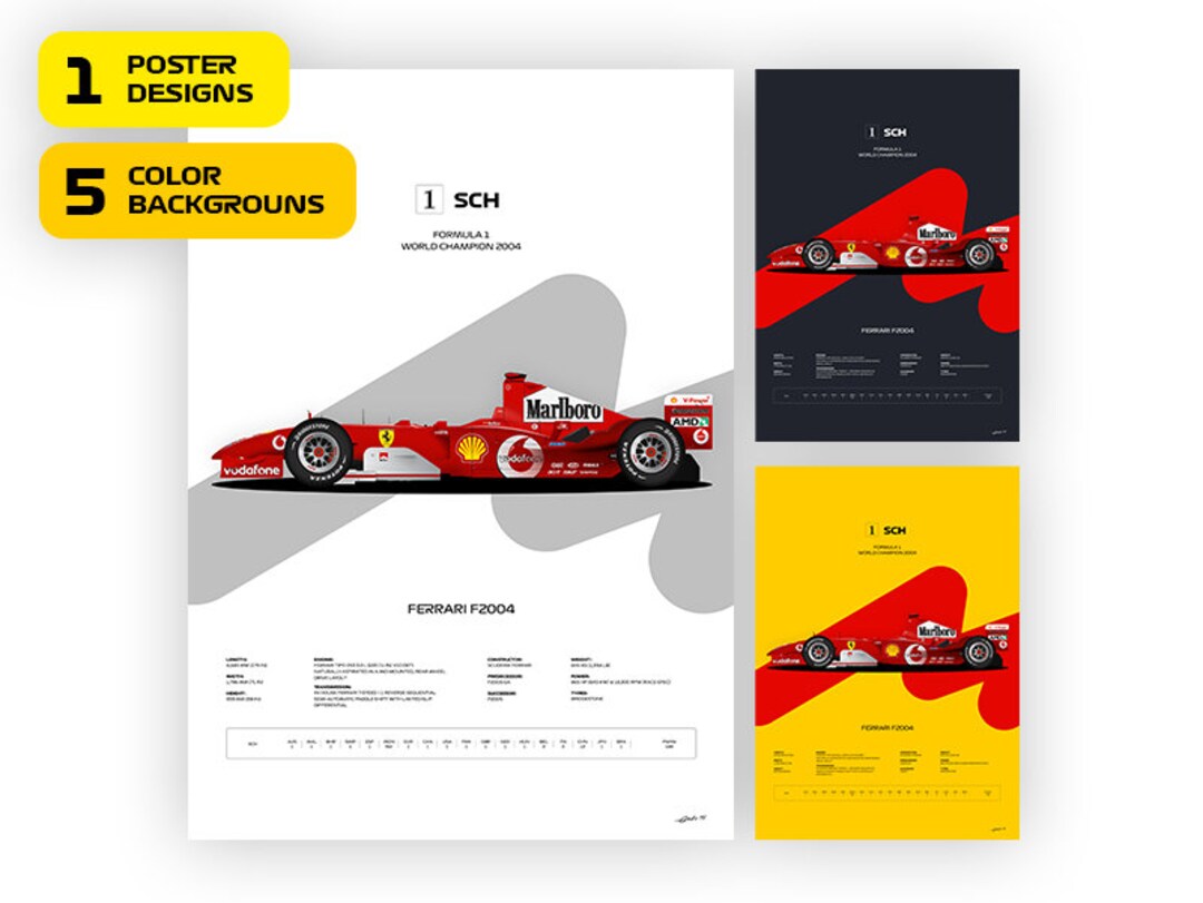 F1 Ferrari F2004, Michael Schumacher Car, World Champion 2004 - Vector ...