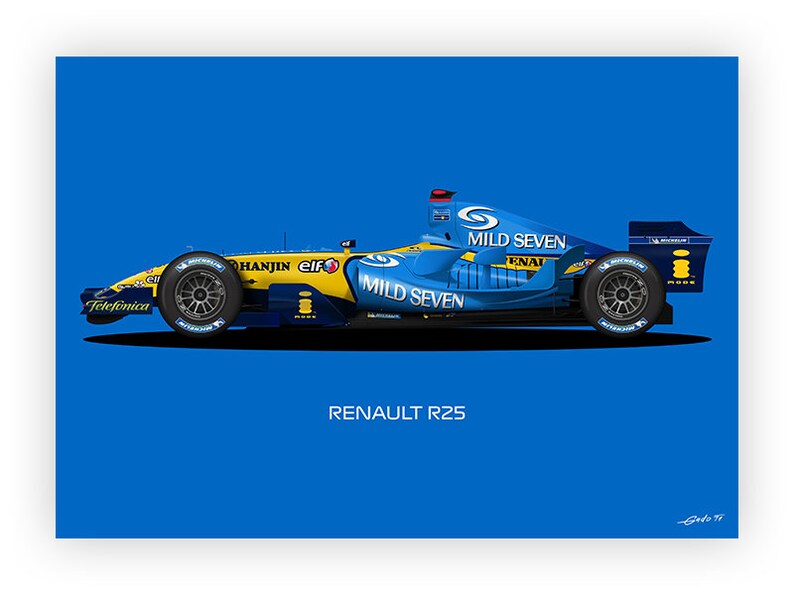 F1 Renaul R25, Fernando Alonso Car, World Champion 2005 - Vector ...