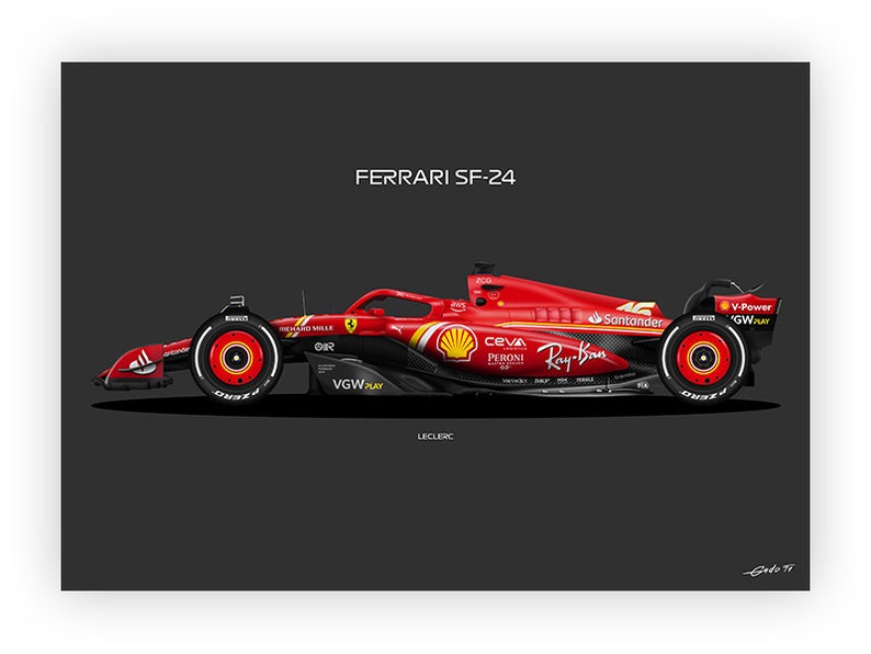 F1 Ferrari SF-24, Charles Leclerc Car 2024 - Vector Illustration Style ...