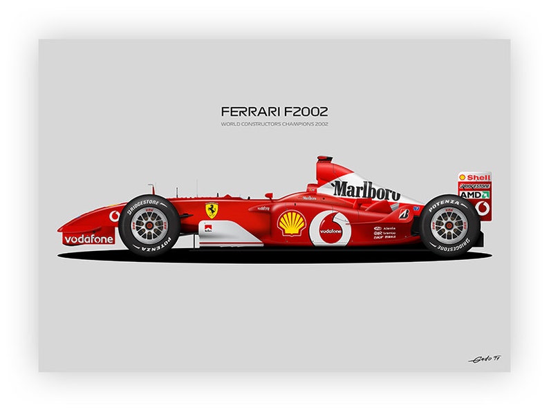 F1 Ferrari F2002, Michael Schumacher Car, World Champion 2002 - Vector ...