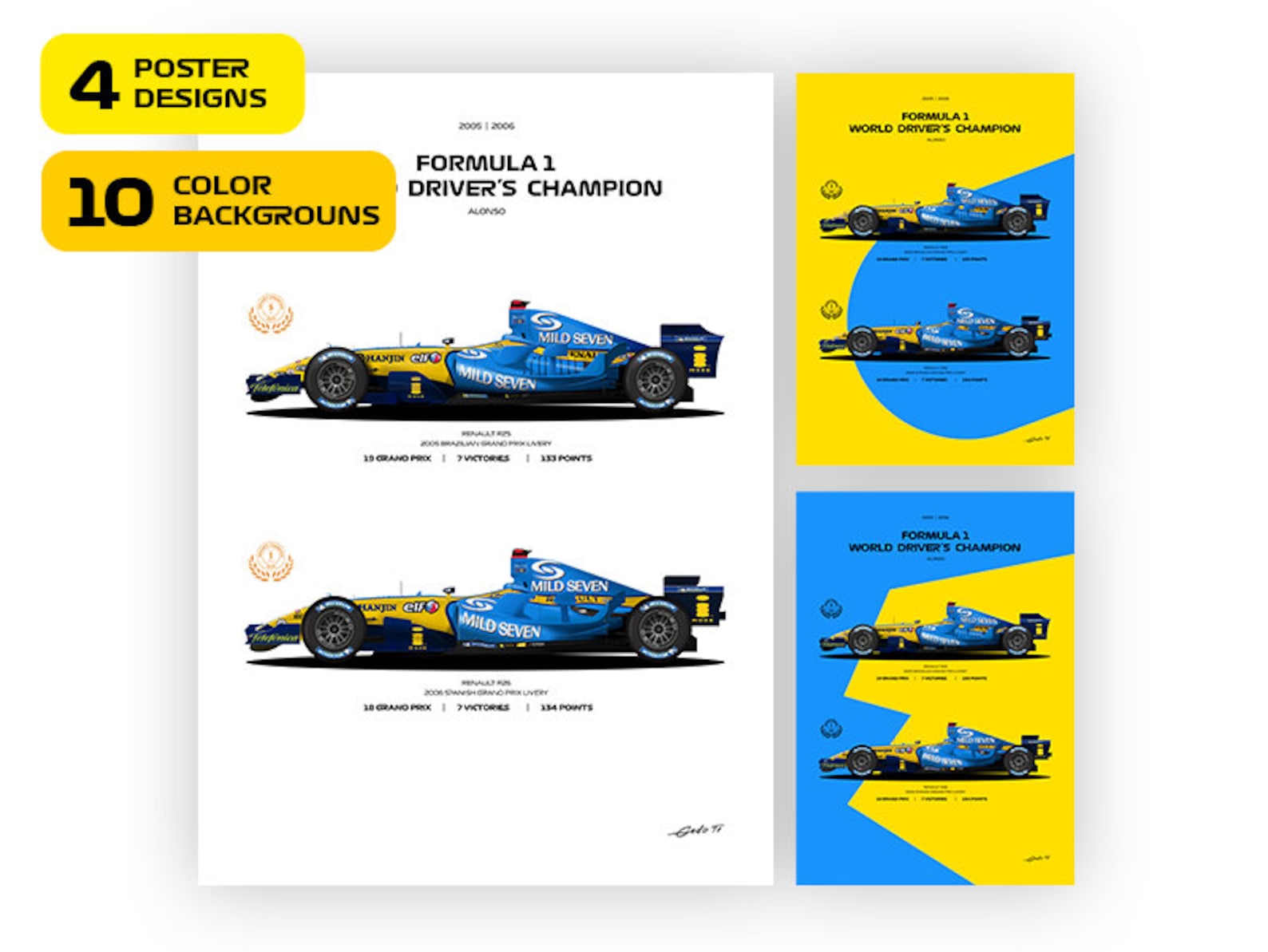 F1 Renault R25 and Renault R26, Fernando Alonso Car 2005, 2006, World ...