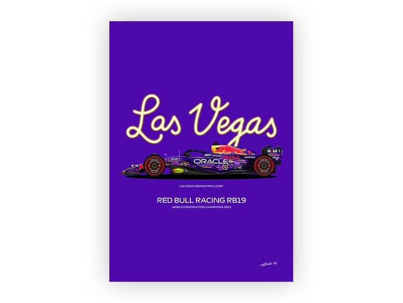 Red Bull RB19 Las Vegas GP Poster: Max Verstappen F1 Art (5 Variants ...