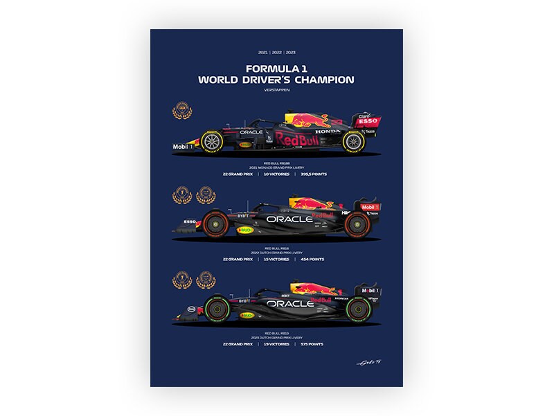 F1 Red Bull RB16B, RB18, RB19, Max Verstappen Car, 3 Times World ...