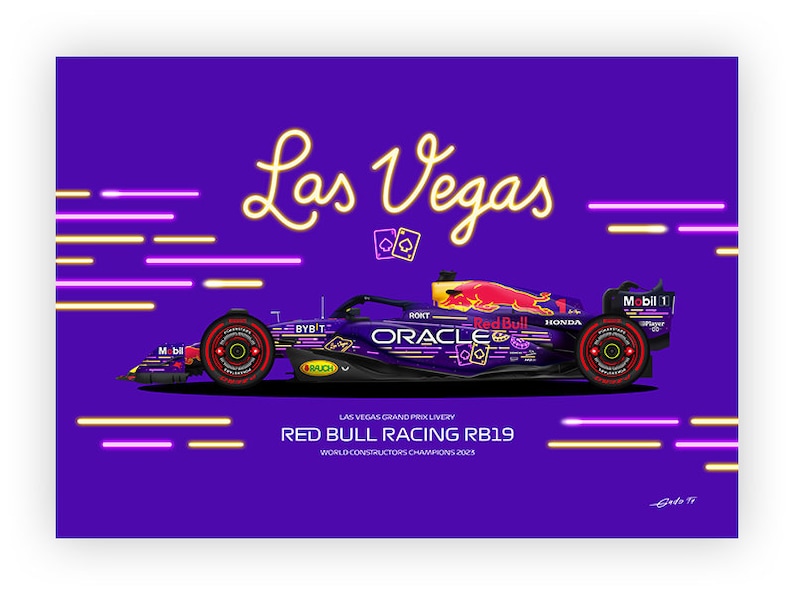 Red Bull RB19 Las Vegas GP Poster: Max Verstappen F1 Car (5 Variants ...