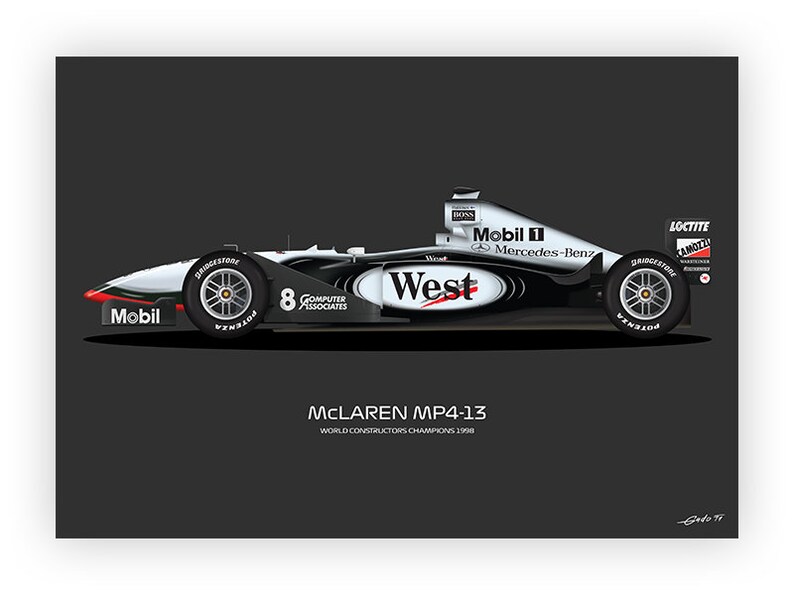 F1 Mclaren MP4-13, Mika Häkkinen Car, World Champion 1998 - Vector ...