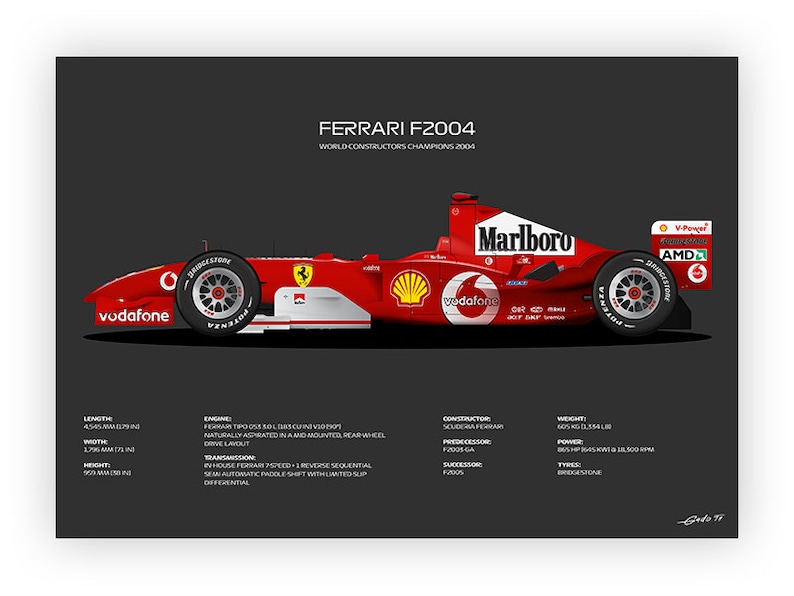 Michael Schumacher Ferrari F2004 Poster: World Champion Car Art - Etsy