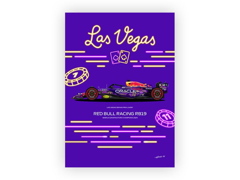 Red Bull RB19 Las Vegas GP Poster: Max Verstappen F1 Art (5 Variants ...