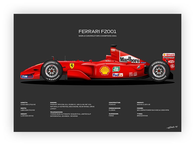 Ferrari F2001 Poster: Michael Schumacher World Champion Car - Etsy