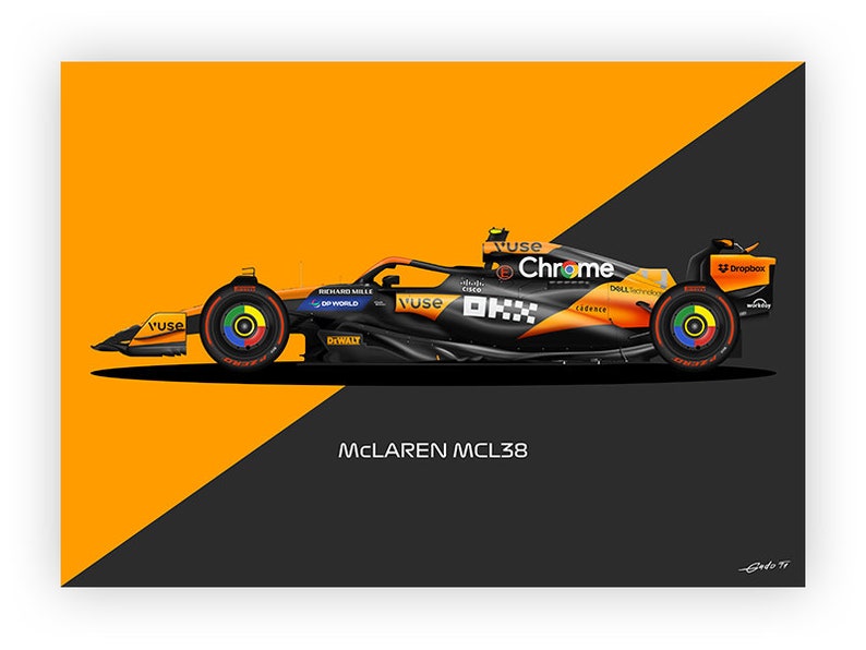 F1 Mclaren MCL38, Lando Norris Car 2024 - Vector Illustration Style ...