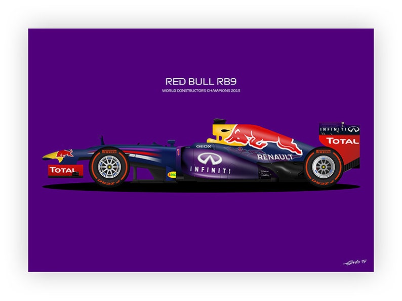 F1 Red Bull RB9, Sebastian Vettel Car, World Champion 2013 - Vector ...