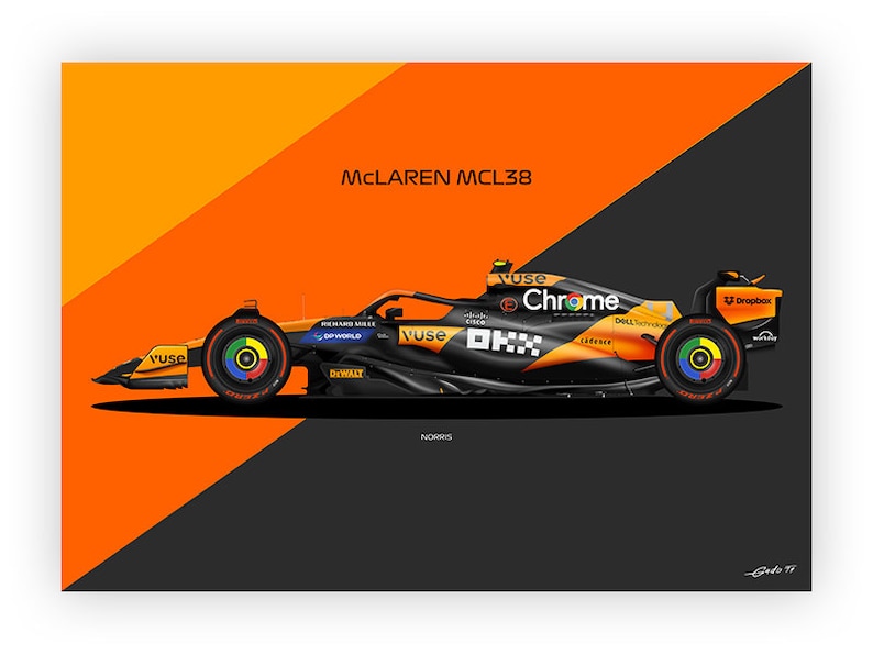 F1 Mclaren MCL38, Lando Norris Car 2024 - Vector Illustration Style ...