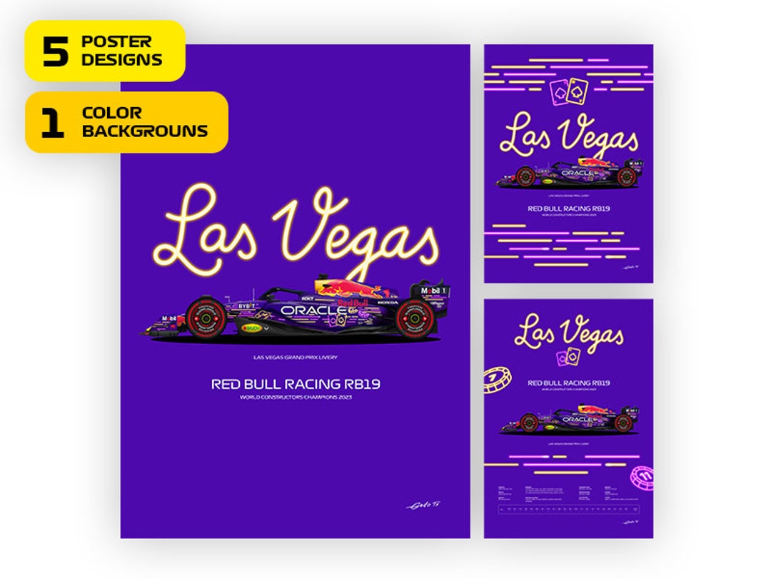 Red Bull RB19 Las Vegas GP Poster: Max Verstappen F1 Art (5 Variants ...