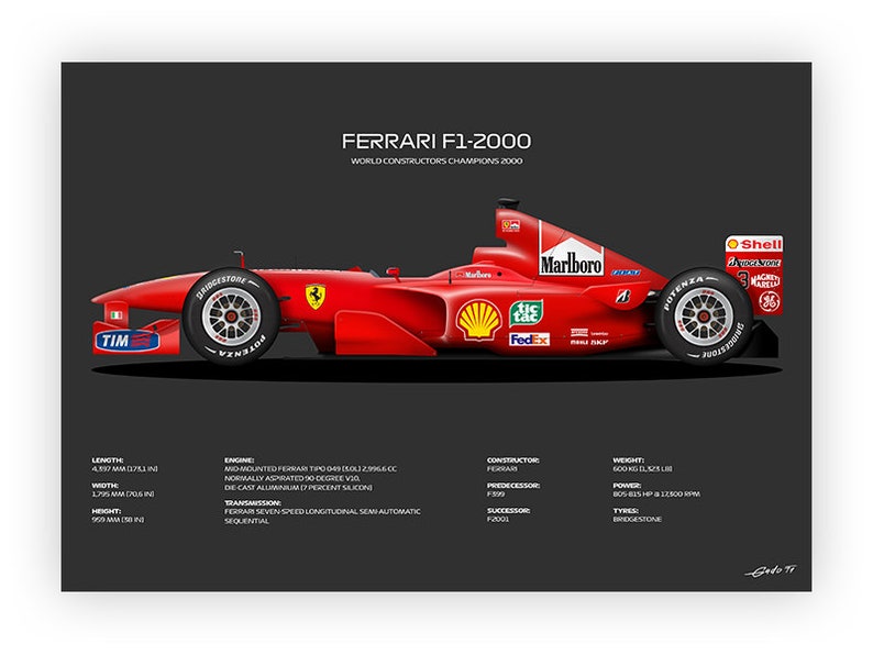 Ferrari F1-2000 Poster: Michael Schumacher World Champion Art - Etsy