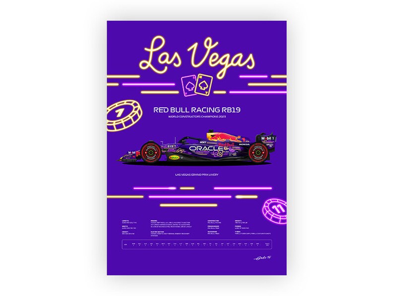 Red Bull RB19 Las Vegas GP Poster: Max Verstappen F1 Art (5 Variants ...