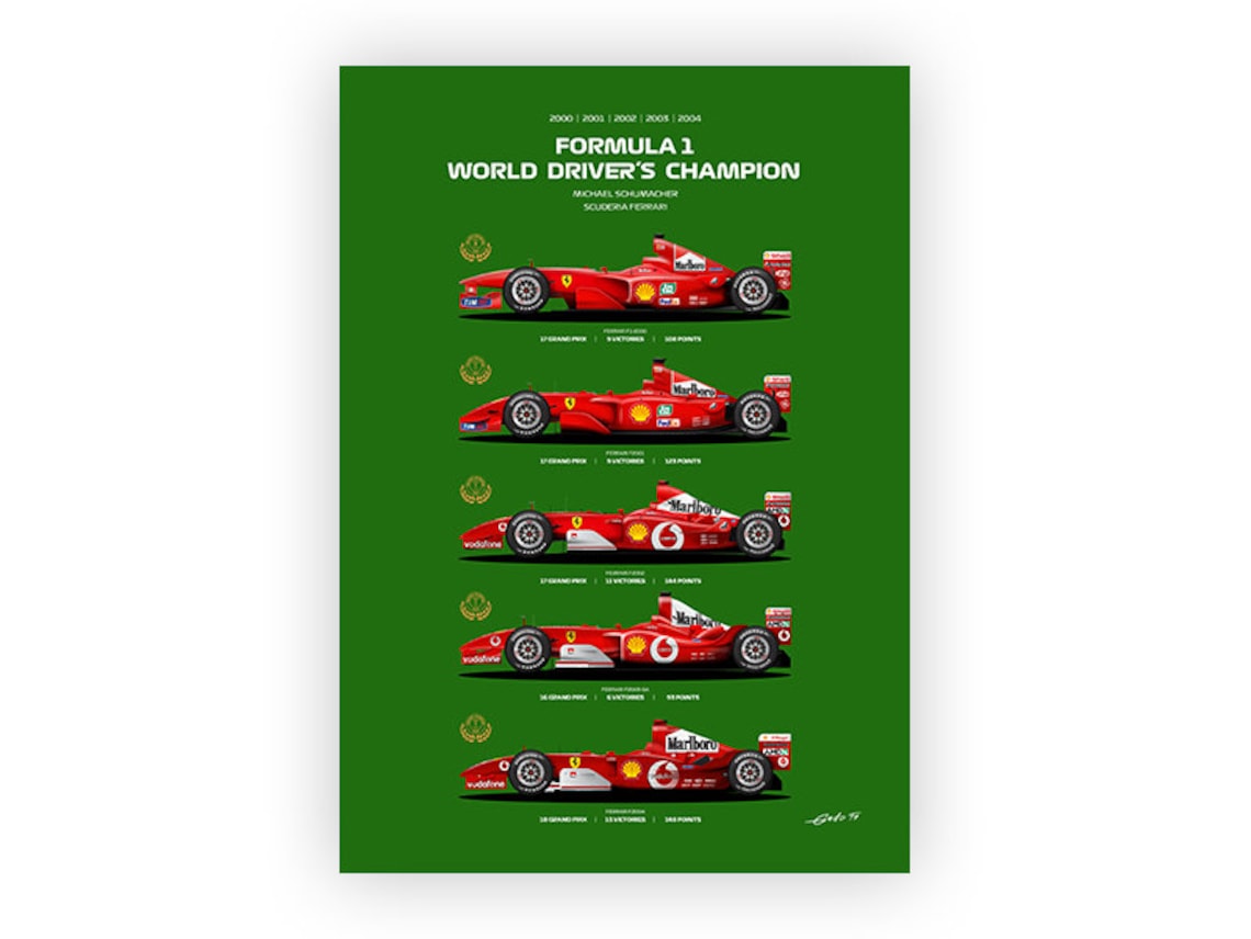 F1 Ferrari F1-2000,F2001,F2002,F2003-GA,F2004, M. Schumacher Car, World ...