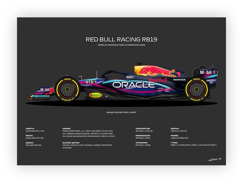 F1 Red Bull RB19, Miami GP Livery, Max Verstappen Car, World Champion ...