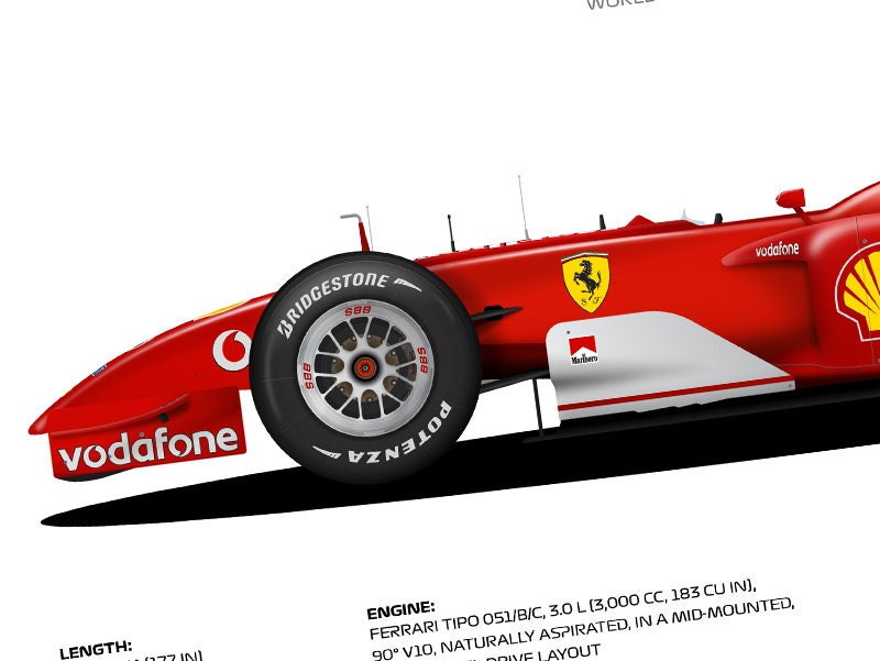 F1 Ferrari F2002, Michael Schumacher Car, World Champion 2002 Vector ...