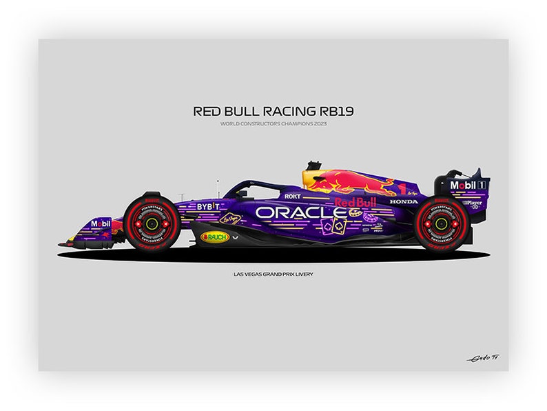 Red Bull RB19 Poster: Max Verstappen, Las Vegas GP Livery - Etsy