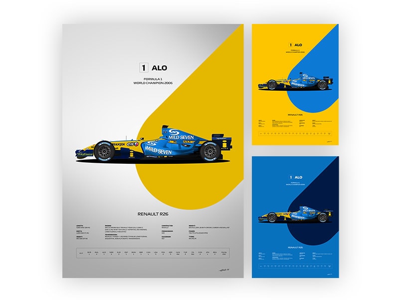 F1 Renault R26, Fernando Alonso Car, World Champion 2006 Vector ...