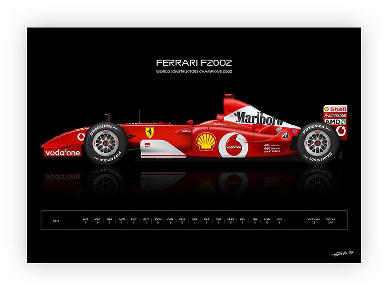 F1 Ferrari F2002, Michael Schumacher Car, World Champion 2002 Vector ...