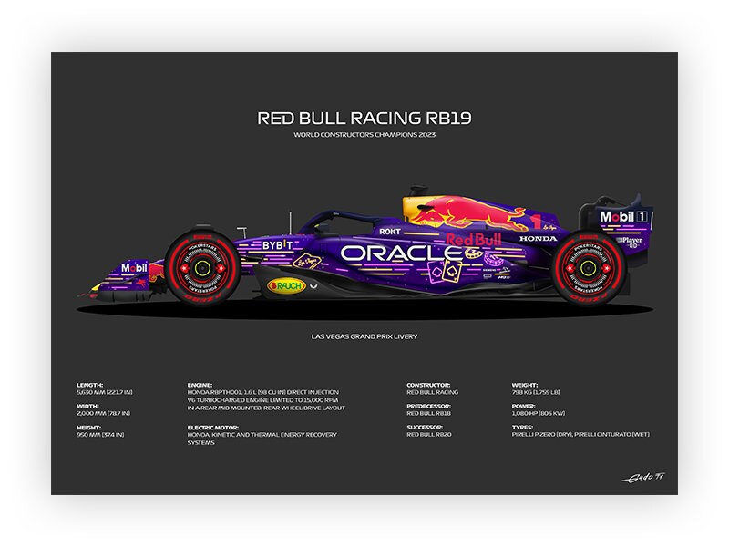 Red Bull RB19 Poster: Max Verstappen, Las Vegas GP Livery - Etsy