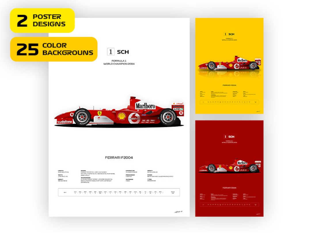 F1 Ferrari F2004, Michael Schumacher Car, World Champion 2004 - Vector ...