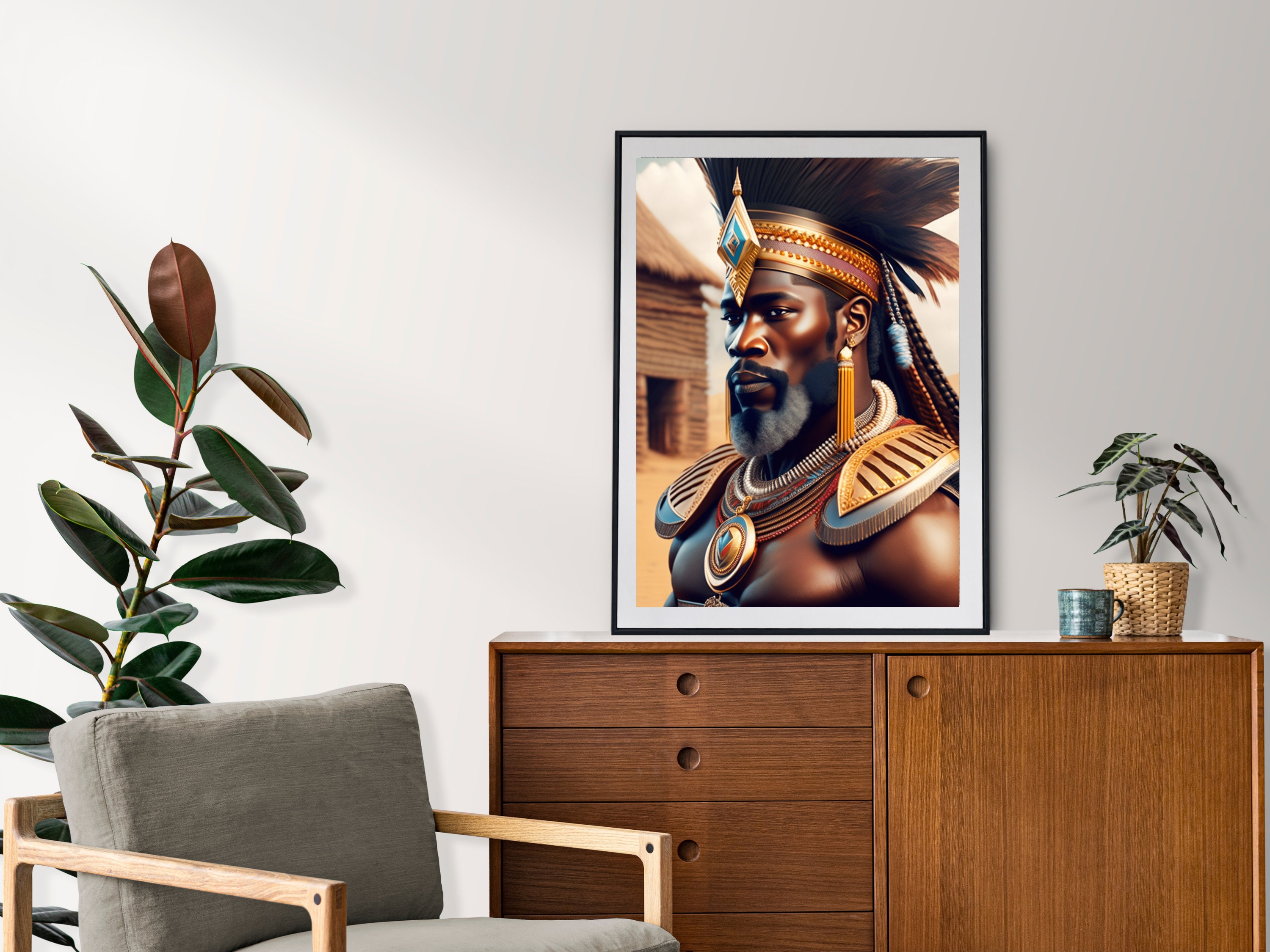 Unframed Zulu King Art, King Shaka Art, African Art Premium Matte ...