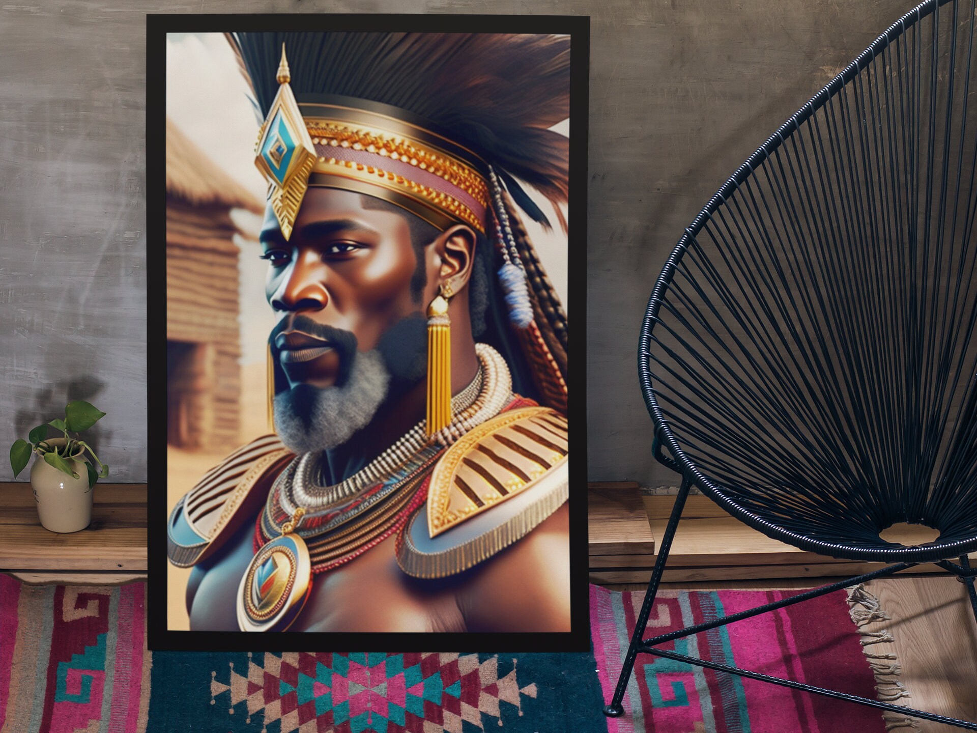 Unframed Zulu King Art, King Shaka Art, African Art Premium Matte ...