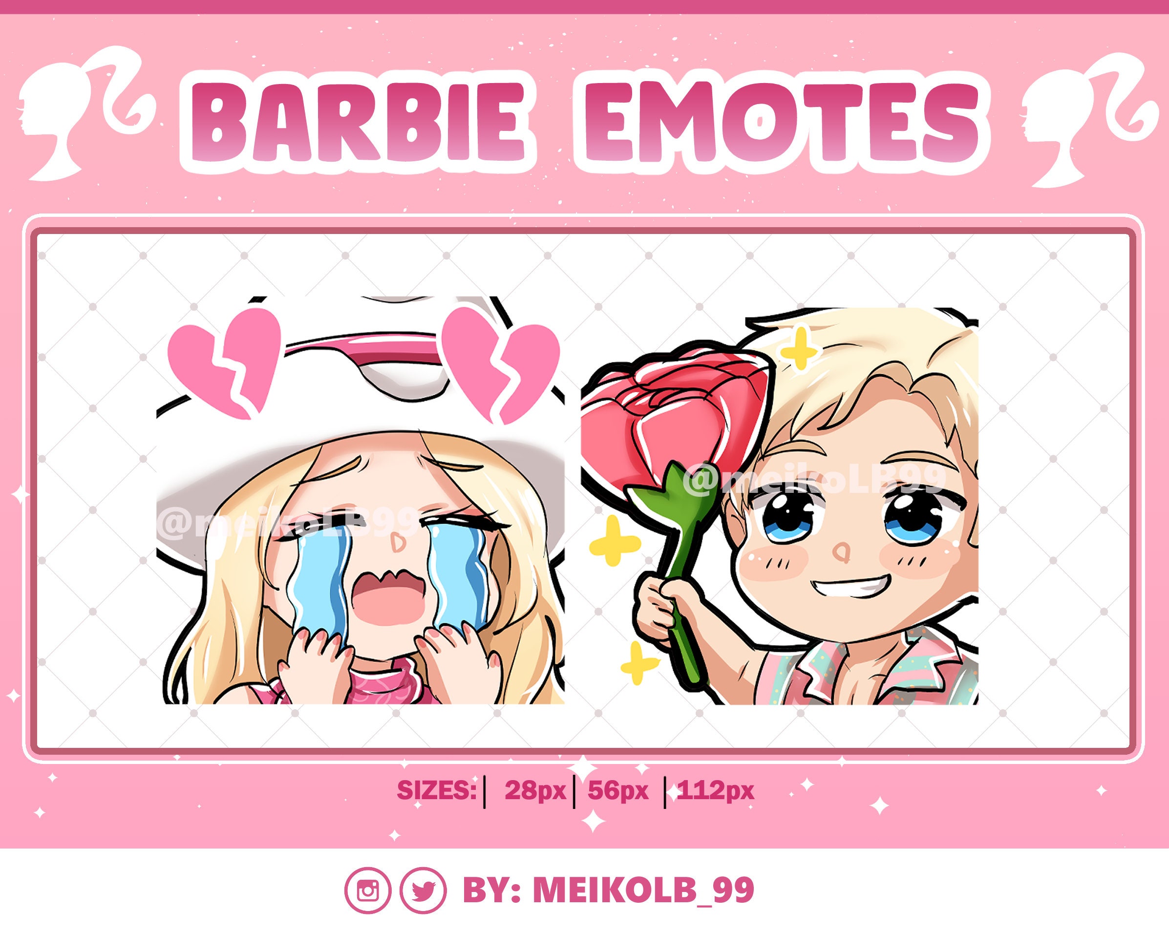 Barbie Emotes Kawaii Cute for Twitch / Discord / Streaming / Discord ...