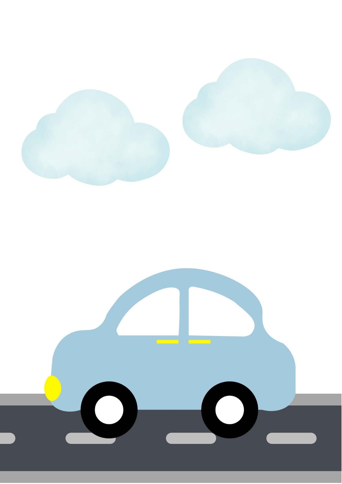 Blue Car, Kids Artwork, Nursery, Children's Room - Etsy