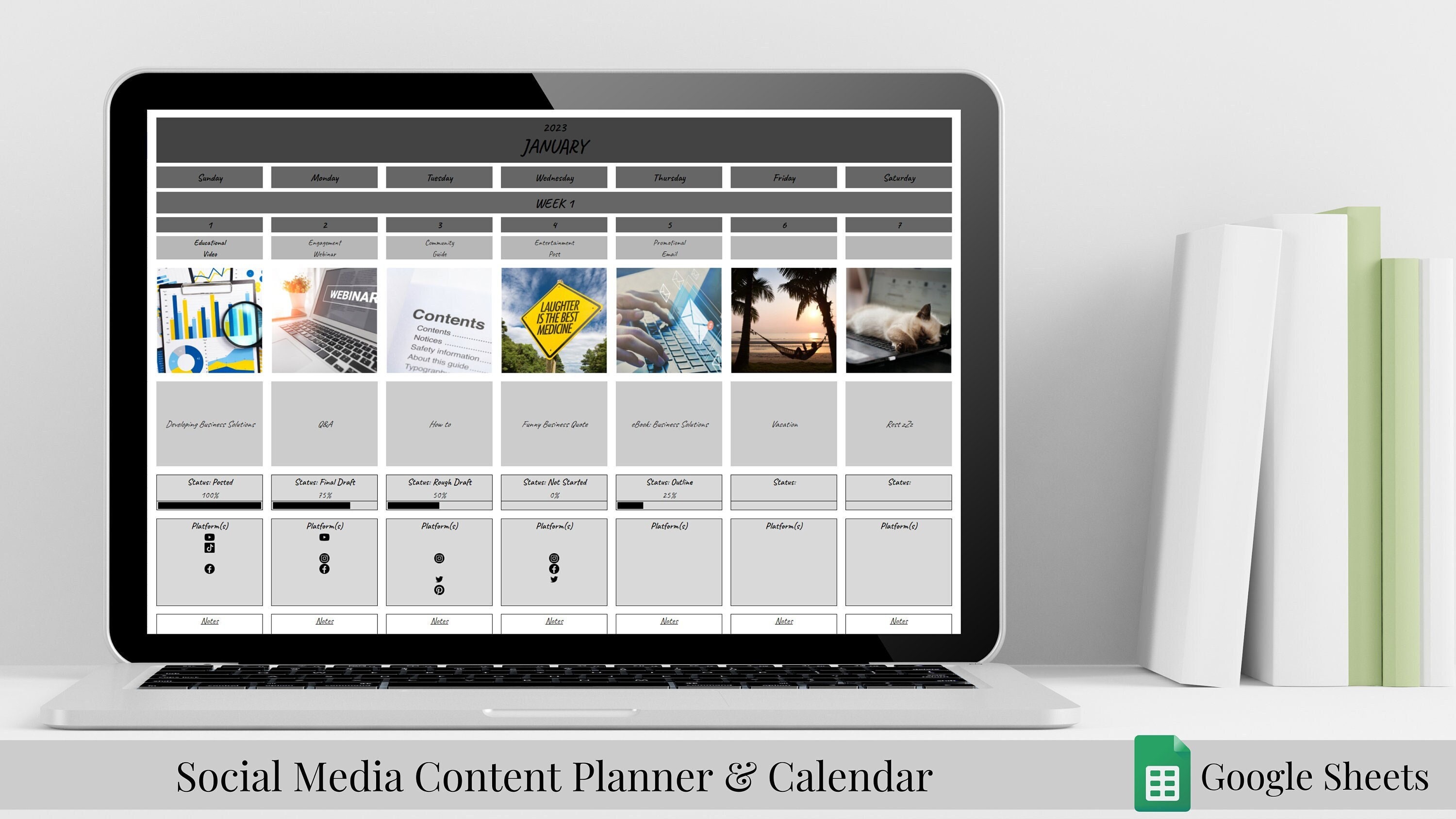 Social Media Content Planner Calendar Google Sheets Influencer Planner ...