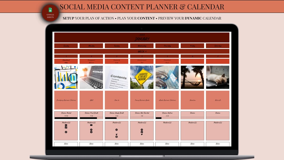 Content Planning for Social Media | Google Sheets | Social Media ...
