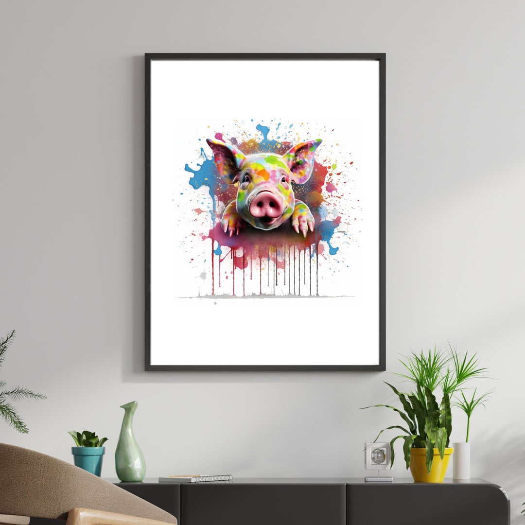 Pig Colour Splash Print Printable Animal Splatter Art Paint Drip Art ...
